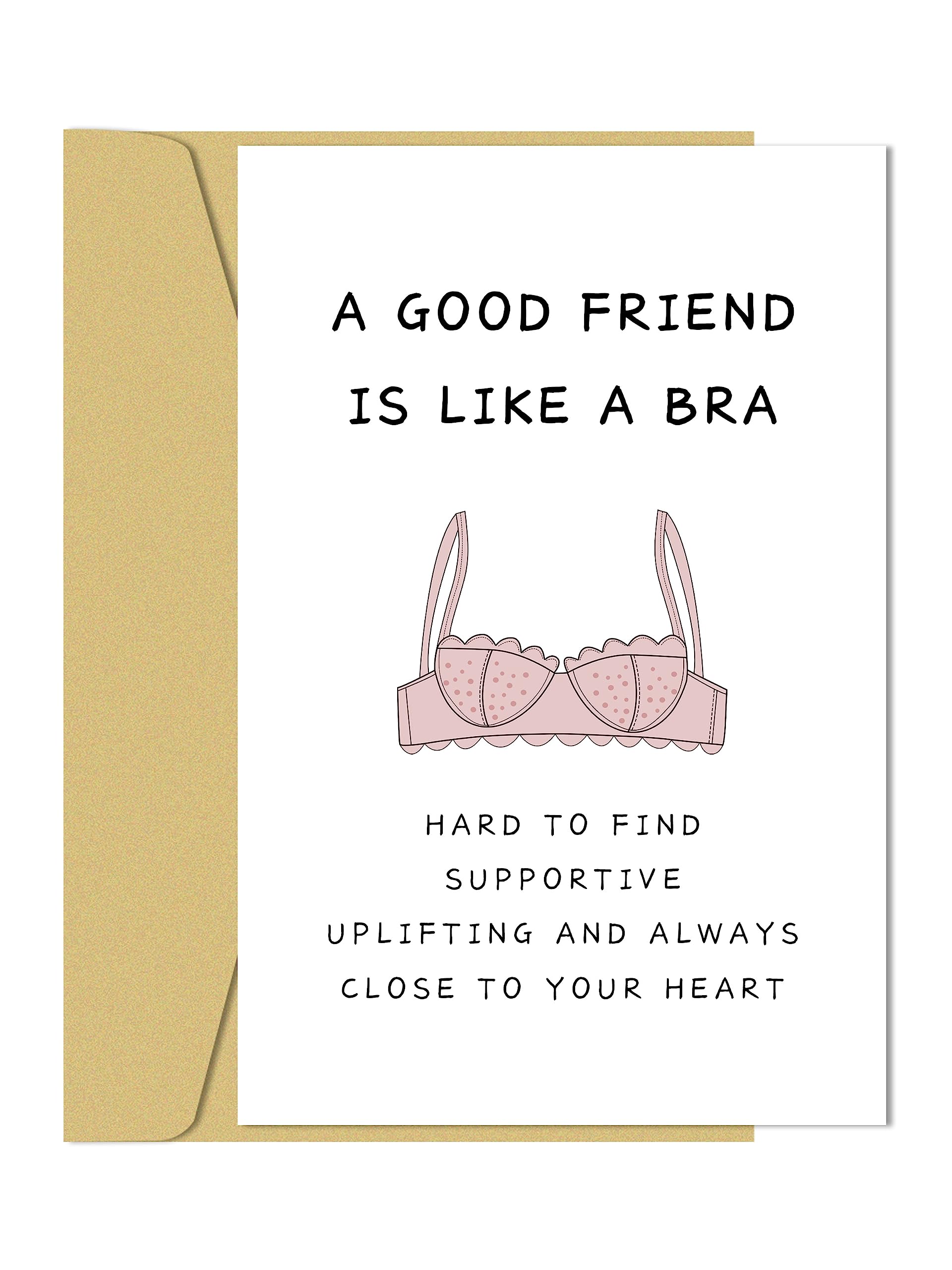 Zoytonky Funny Best Friend Birthday Card for Women, Friend Female Birthday Card for BBF Sister, āA Good Friend Is Like A Braā Best Friend Card Friendship Card Bridesmaid Card for Her