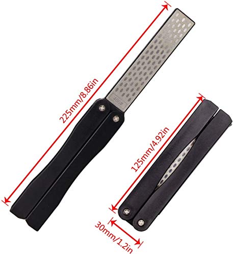 XILEWHZF 2 Pcs 400/600 Grit Portable Handheld Double Sided Sharpener Pocket Diamond Knife Sharpening Stone for Kitchen, Garden, Outdoor tools Fine/Coarse Grinding (Black/Orange)