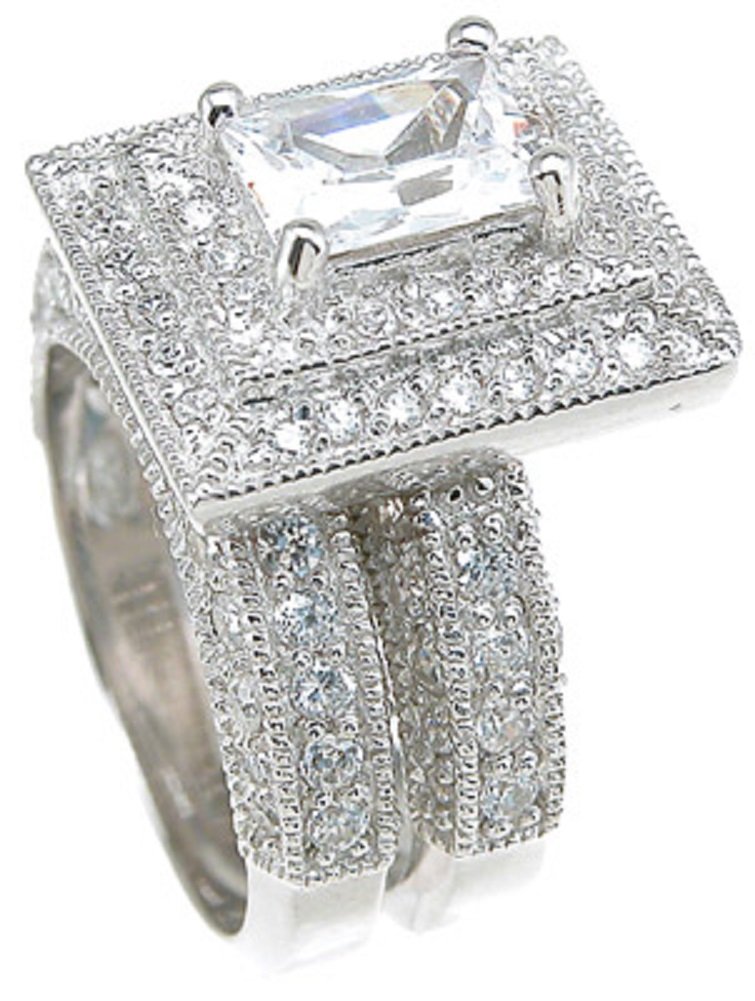 His and Hers Wedding Rings Set Sterling Silver Titanium Matching Bands for Him and Her 6/9