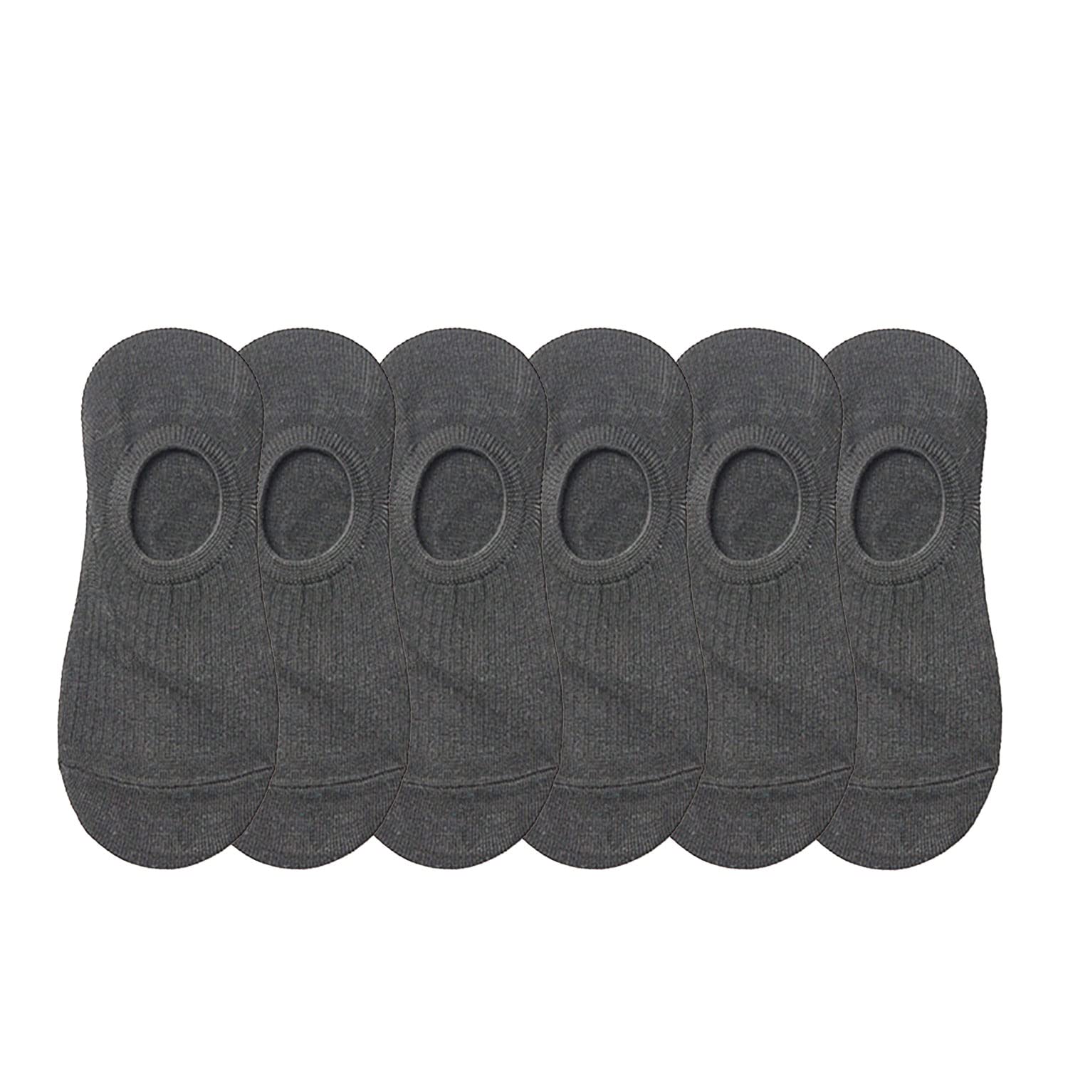Lallier 6 Pairs Women's Men's Low Cut No Show Anti-Slid Athletic Casual Cotton Socks (One Size, Grey)