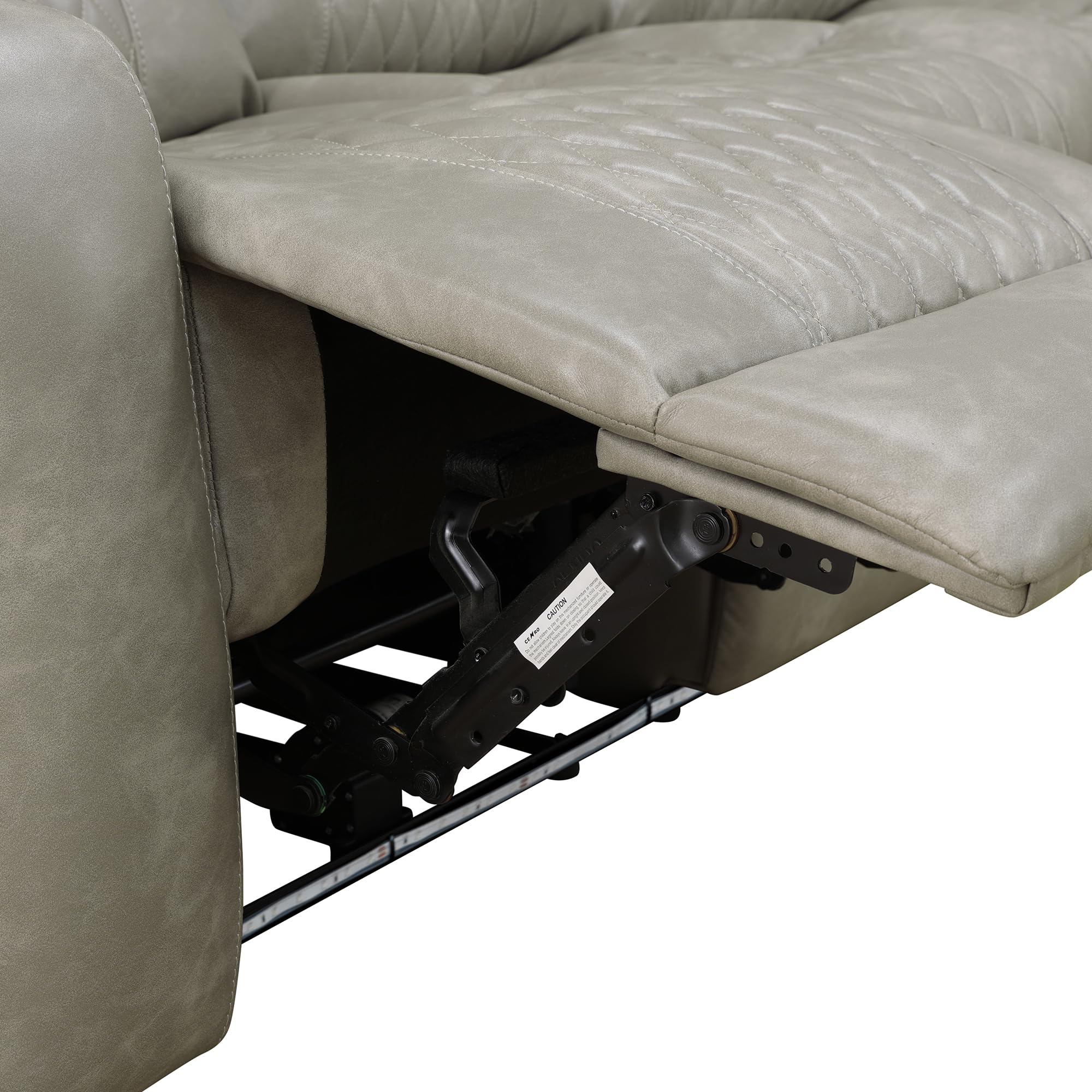 SIENWIEY Leather Power Reclining Sectional Sofa,Grey Luxurious Power Leather Recliner Sectional Couch 7 Seat for Reclining Living Room Furniture Sets