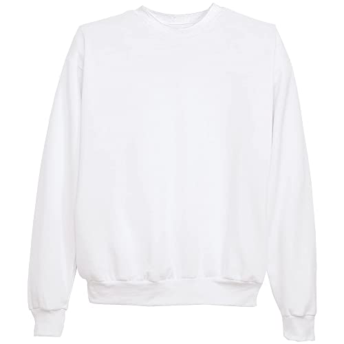 Hanes Mens Ecosmart Fleece Sweatshirt, Cotton-blend Pullover, Crewneck For Men, 1 Or 2 Pack, White - 1 Pack, Large US