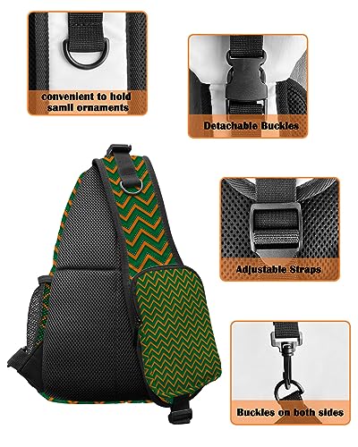 Sling Backpack, St. Patrick's Day Minimalist Green Retro Texture Waterproof Lightweight Small Sling Bag, Travel Chest Bag Crossbody Shoulder Bag Hiking Daypack for Women Men