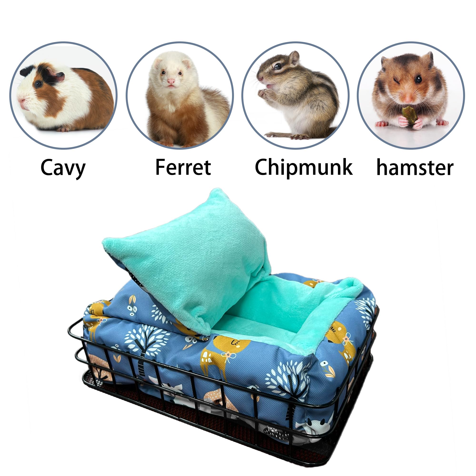 Guinea Pig Rat Hammock Metal Year-Round Use,Small Animal Hanging Hammock for Cage Chew Proof,Mini Pet Covered Nest Hammock and Metal Basket for Rat, Mouse, Chinchilla, Sugar Glider, Ferret