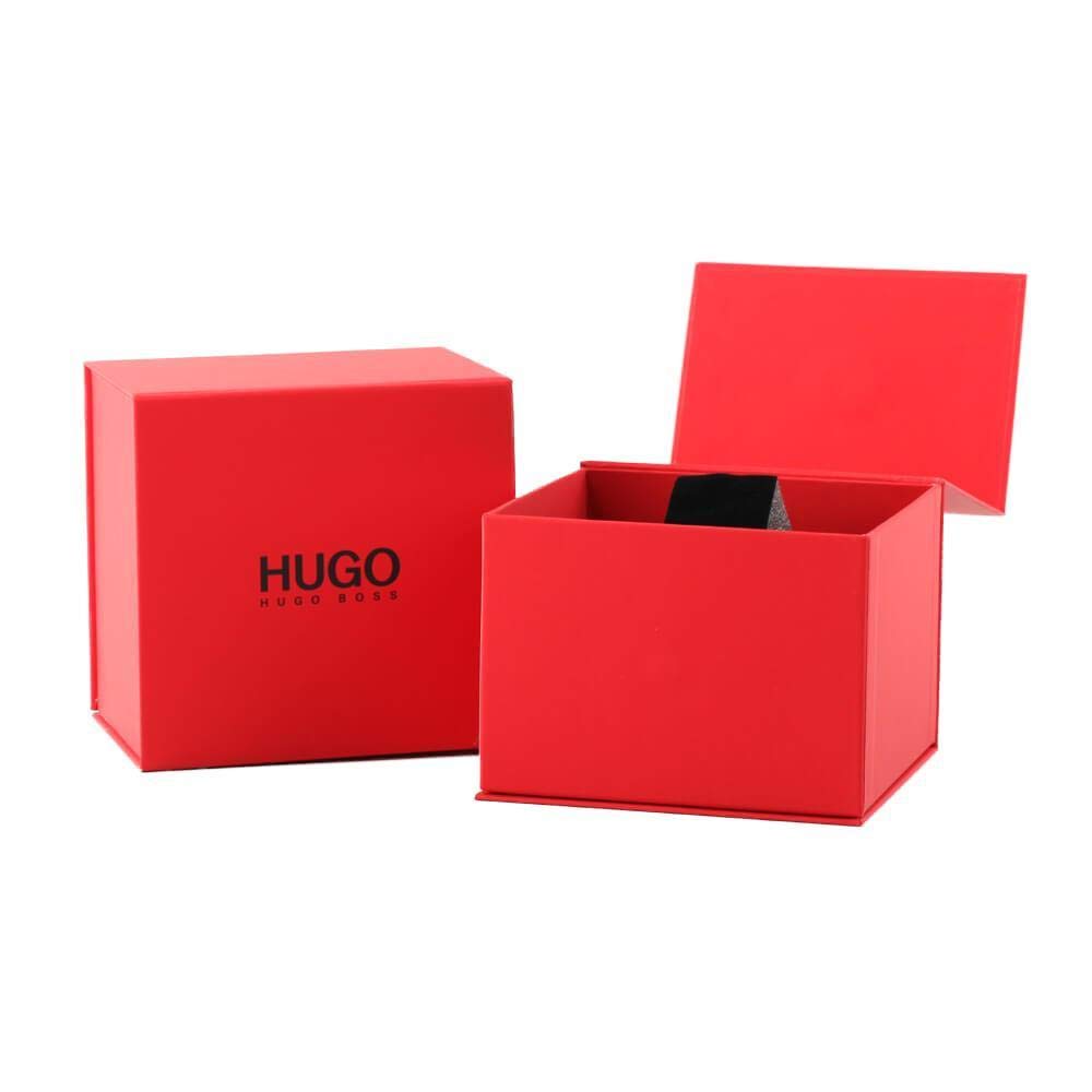 HUGO #Focus Men Quartz Multifunction Ionic Plated Dark Blue Steel and Leather Strap Business Watch, Color: Blue (Model: 1530033)