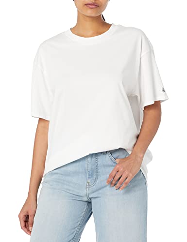 Volcom Women's Stones Throw Solid Blank Short Sleeve Tee, White, X-Large