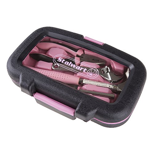 Stalwart 75-HT2015 Hand Tools, Pink Tool Set - 15 Piece by Stalwart, Set Includes β Hammer, Wrench, Screwdriver, Pliers (Tool Kit for the Home, Office, or Car)