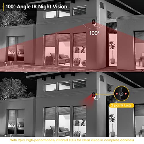 Security Camera Camera WiFi Solar Camera Outdoor Night Vision IP Camera and 6000mAh Rechargeable Battery Security Camera CCTV Video Surveillance Camera Surveillance Camera with Spotlight ( Color : 128