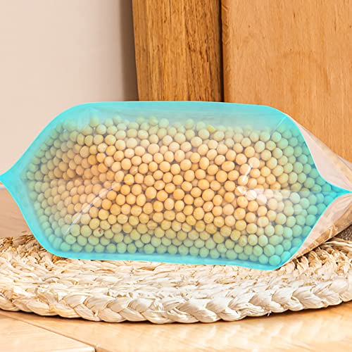 XIYAO 10 pack Grain Sealed Moisture-Proof Storage ,Washable Stand Up Food Storage Pouches ,Resealable Odor-Resistant Packaging Bags, Transparent Grain Storage Suction Bags with Funnel.