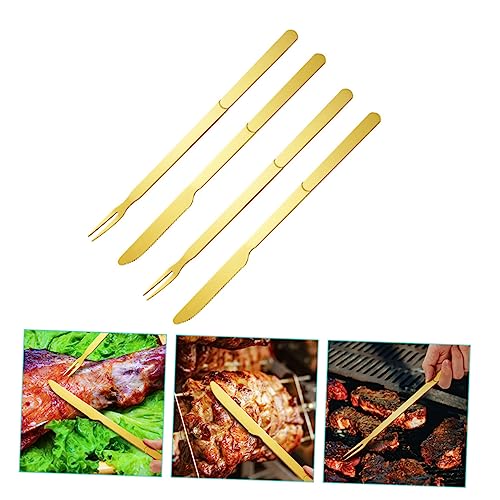Happyyami 5 Sets Barbecue and Fork Carving Barbecue Fork Brisket BBQ Fork Kitchen Fork Utensil Meat Fork BBQ Tool Long Handle Stainless Steel Food