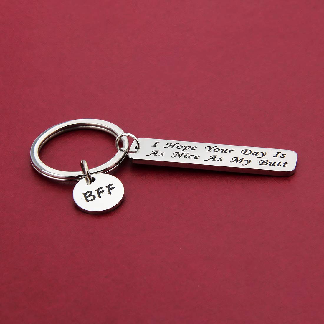 HOLLP Funny Keychain BFF Jewelry I Hope Your Day Is As Nice As My/Your Butt Keychain Funny Gift for Best Friend (My Butt)