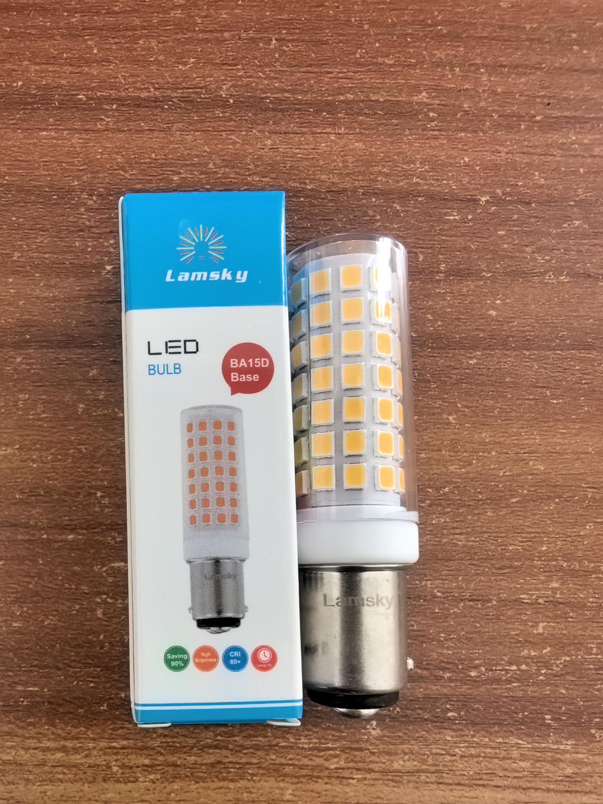 Lamsky BA15D Led Bulbs 6W Dimmable 120V,B15 Double Contact Bayonet Base,Soft Warm White 3000K,60W JD Type T3/T4 Halogen Equivalent Replaces for Pendants Ceiling Fans Sewing Machine Light(6-Pack)