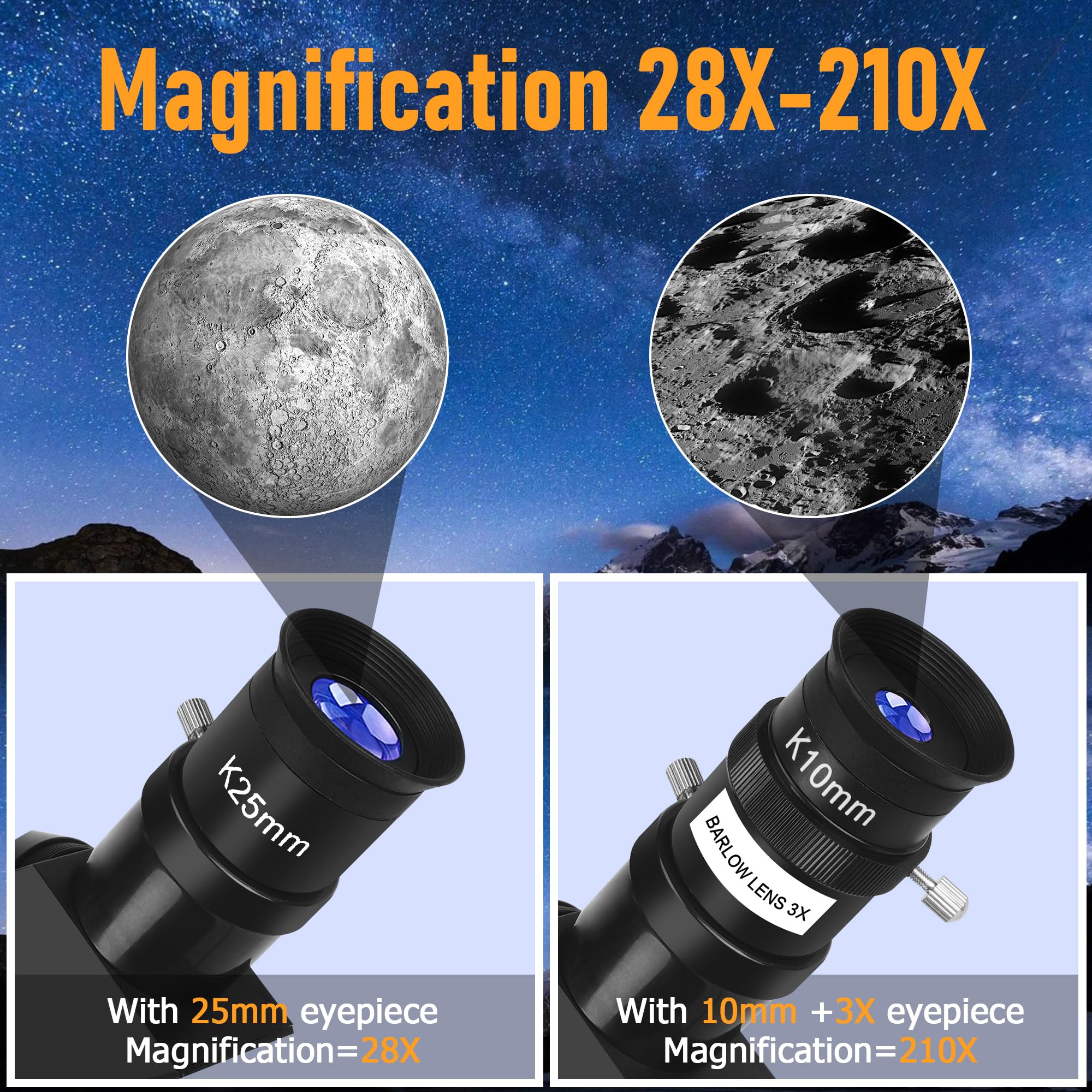 Hetekan Telescopes for Adults Astronomy, Telescope 90mm Aperture 700mm for Adults & Beginners,Refractor Telescope with Tripod, Finderscope and Phone Adapter