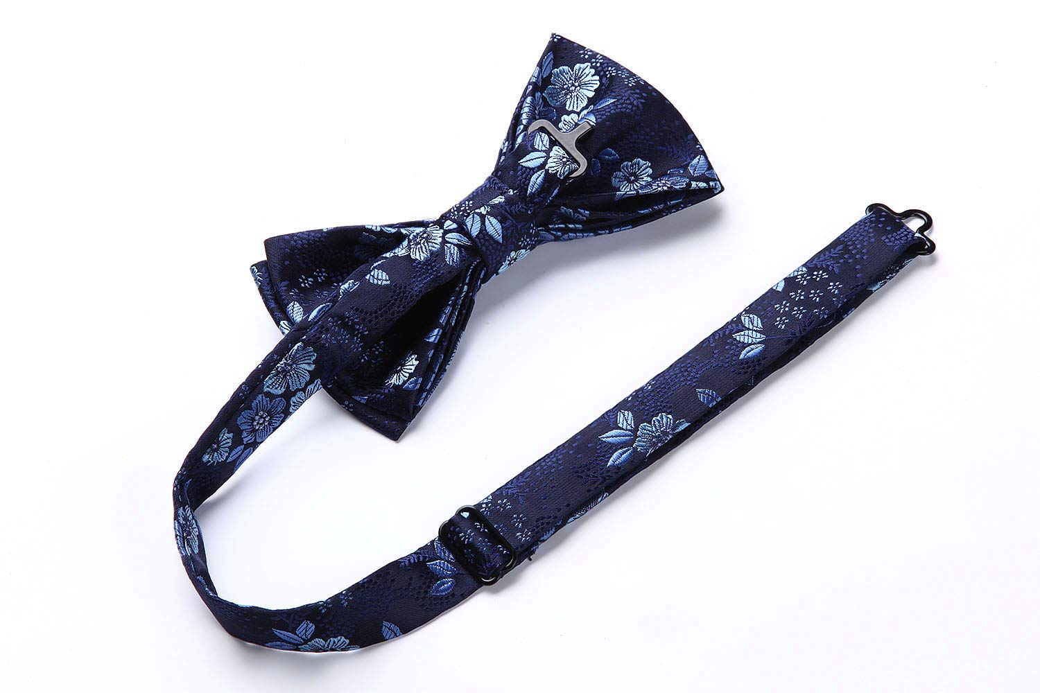 HISDERN Bow Ties for Men Blue Bow Tie Pre-tied Black Paisley Bow Ties and Pocket Square Set Formal Men's Floral Bowtie Classic Bowties for Wedding Party