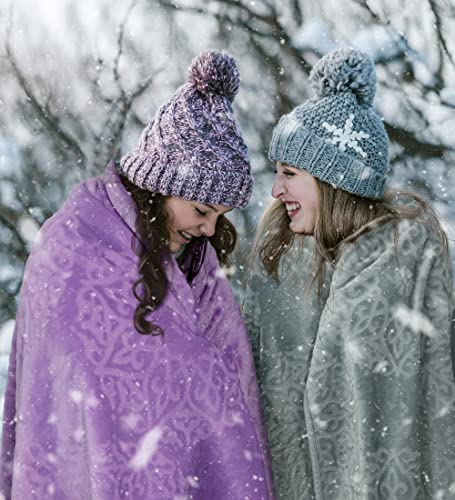 SUMGAR Lavender Throw Blankets Purple Thick Soft Fleece Blanket for Women Girls Bed Couch,Mandala Tufted Boho Fuzzy Warm Double Sided Flannel Blankets with Waterproof Inner Layer,Twin Size 60"x80"