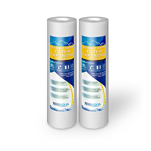 Sediment Water Filter Cartridge by Ronaqua 10"x 2.5", Four Layers of Filtration, Removes Sand, Dirt, Silt, Rust, made from Polypropylene (2 Pack, 1 Micron)