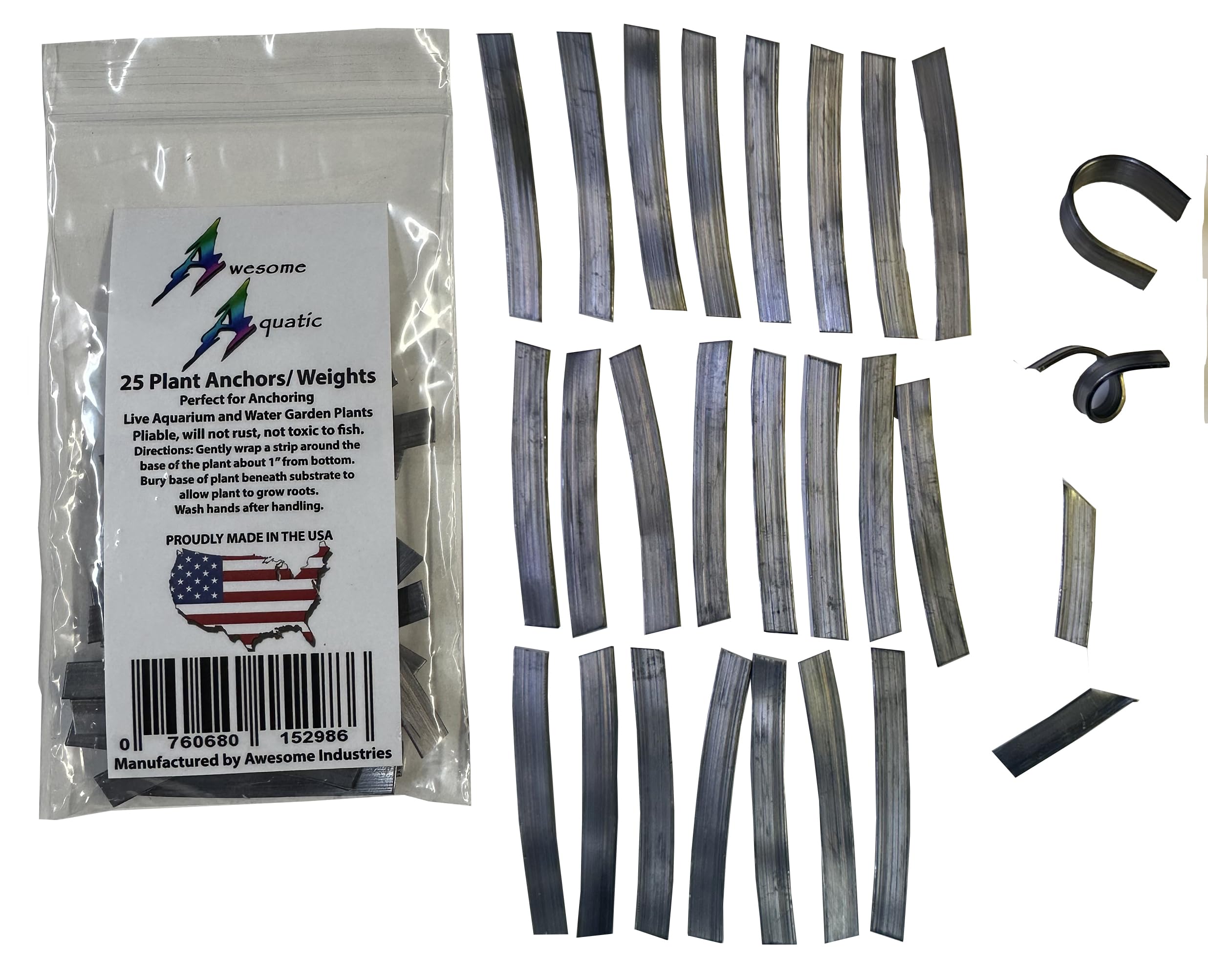 Plant Anchors/Weights 25 pk Strip Lead Ribbon Live Plants Awesome Aquatic Weight Anchor (25 Pack Strips)