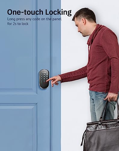 Hugolog Smart Lock,Touchscreen Deadbolt Remote Wireless Control & Bluetooth Keyless Door Entry Easy Installation and Program High Security Material for Metal Home & Office