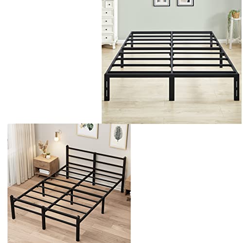 GreenForest Queen Bed Frame Quick Lock Heavy Duty Metal Platform and Full Size Bed Frame with Headboard