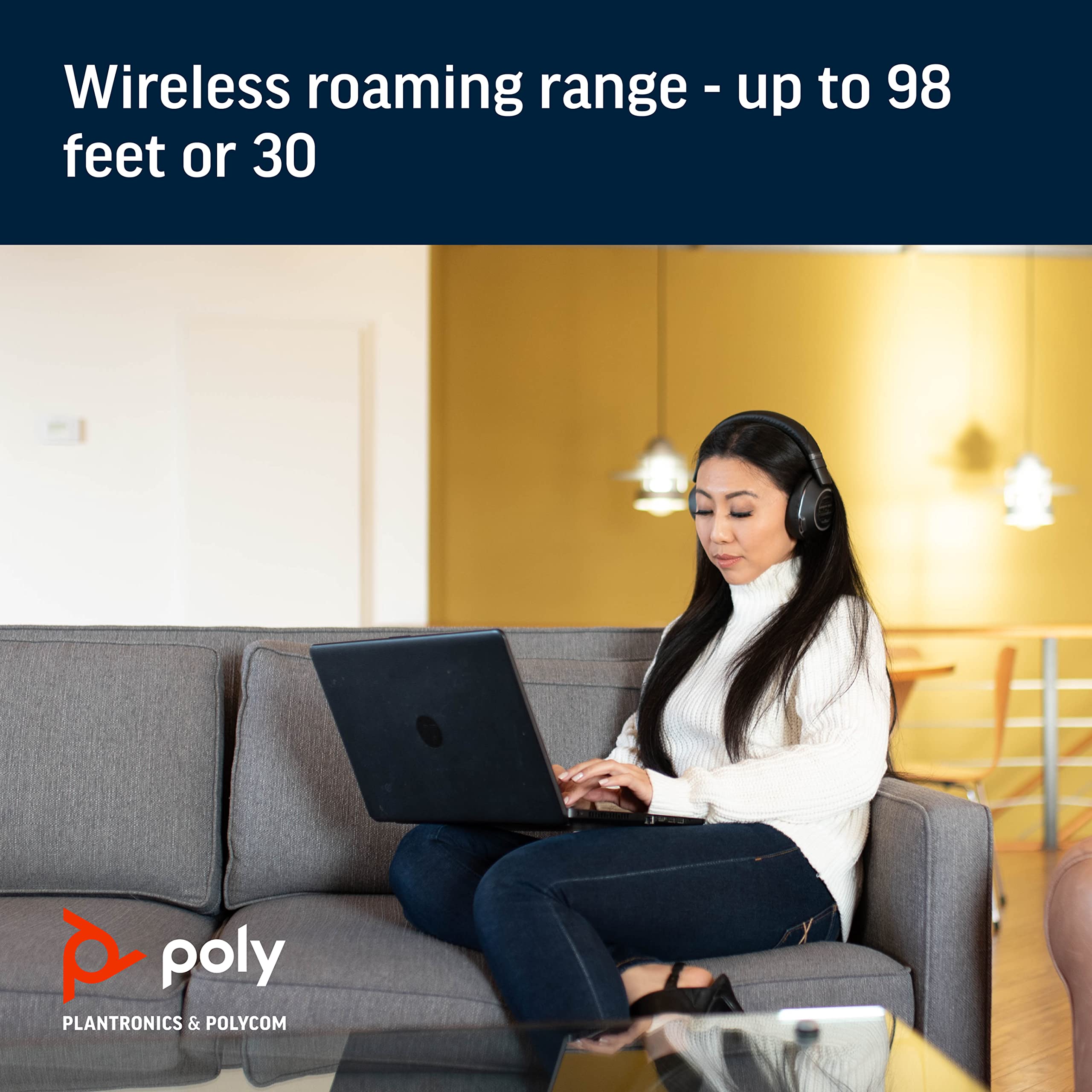 Plantronics - Voyager 8200 UC (Poly) - Bluetooth Dual-Ear (Stereo) Headset - USB-A Compatible to connect to your PC and Mac - Works with Teams, Zoom & more - Dual-Mode Active Noise Canceling