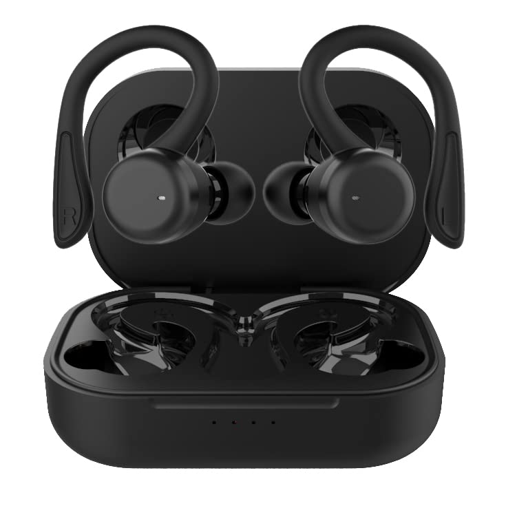 Orange Over the Ear Wireless Earbuds with Earhooks Bluetooth Earbuds with Ear Hook Workout Running Sport Headphones Waterproof Ear Buds Small Mini Earphones Noise Cancelling Headset with Microphone