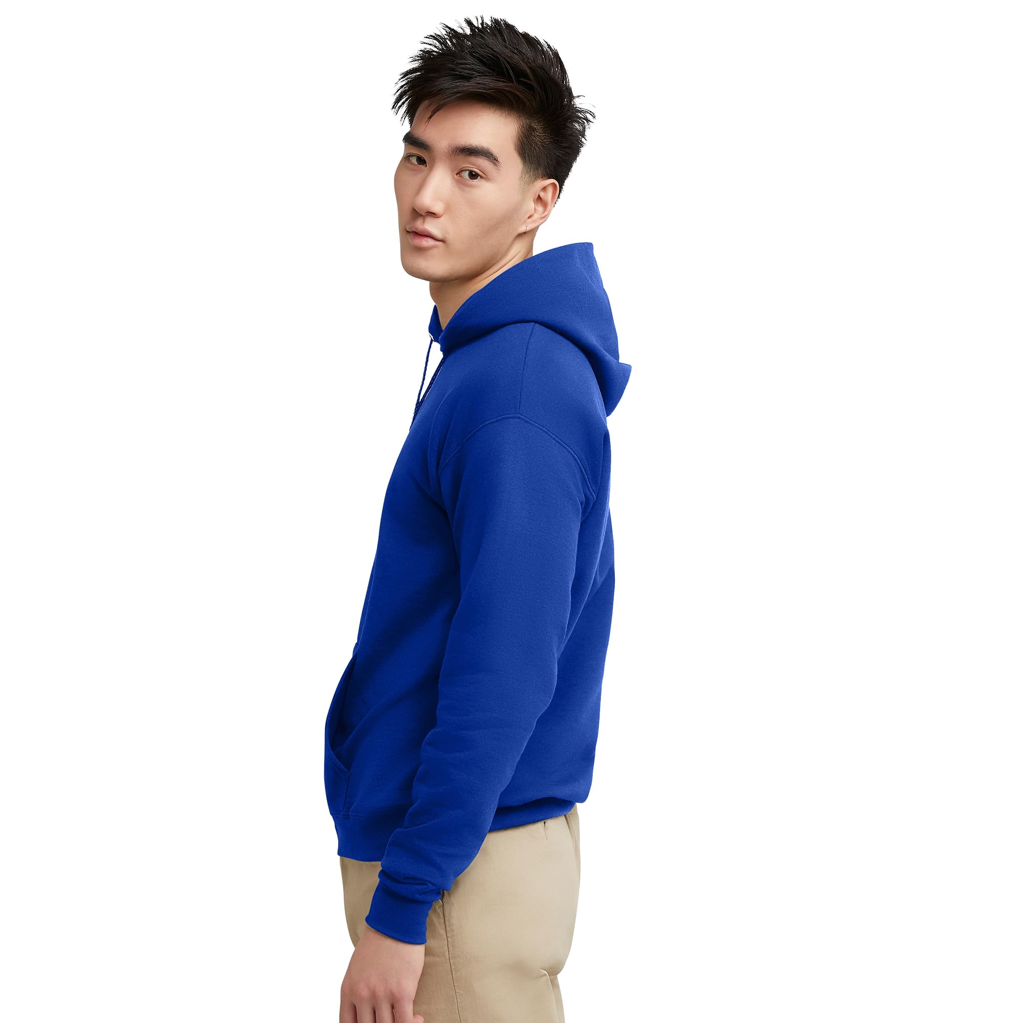 Hanes Men's Pullover EcoSmart Hooded Sweatshirt, Deep Royal, Large