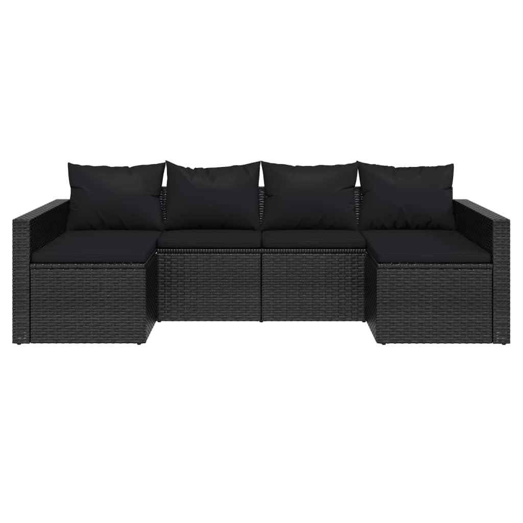 vidaXL 2 Piece Patio Lounge Set - Black Poly Rattan with Comfortable Cushions and Convenient Coffee Table - Perfect for Outdoor Living Space