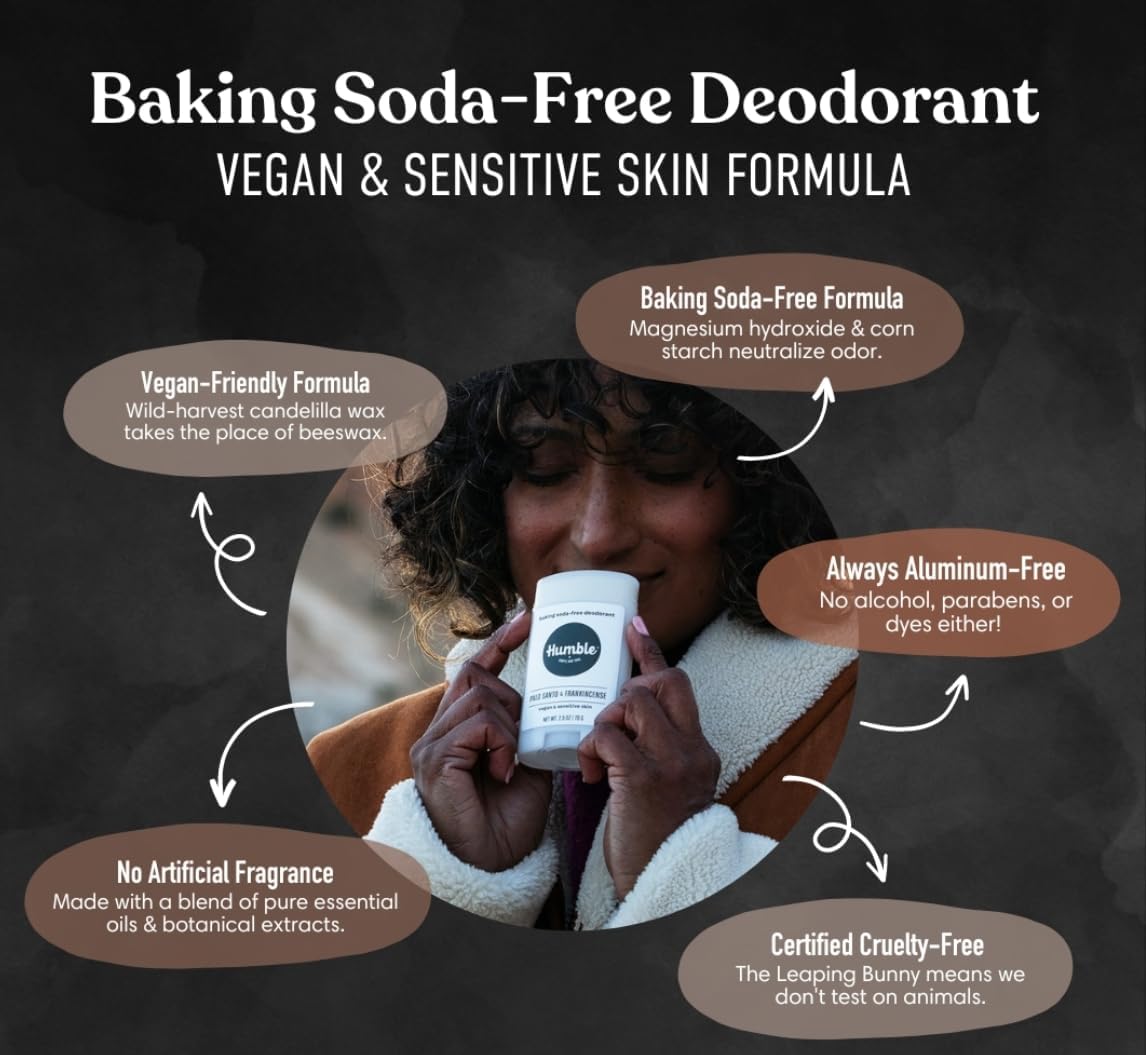 HUMBLE BRANDS Aluminum-Free Deodorant, Vegan and Cruelty- free, Formulated for Sensitive Skin, Moroccan Rose, 2.5 Ounce (Pack of 1)