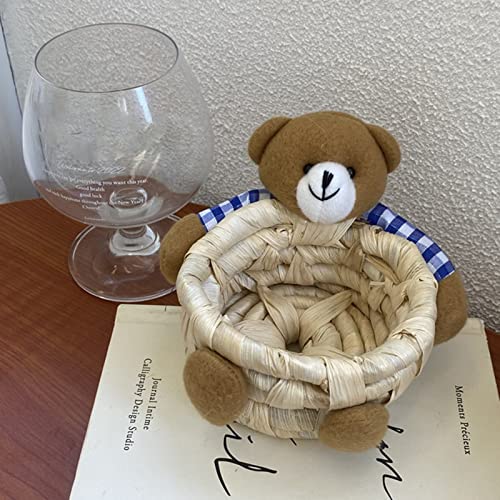 Sundries Storage Basket Decorative Lovely Desktop Sundries Woven Bear Storage Basket for Living Room S