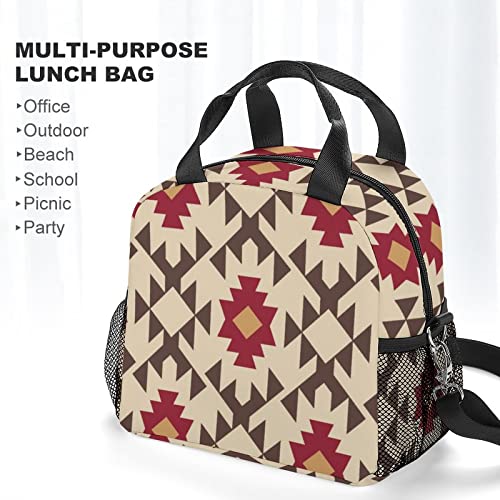 Tribal Southwestern Printed Lunch Box Tote Bag with Handles and Shoulder Strap for Men Women Work Picnic