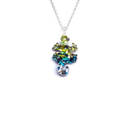 Handmade Mini Lizard Art Glass Blown Animal Figurine Pendant Necklace Jewelry