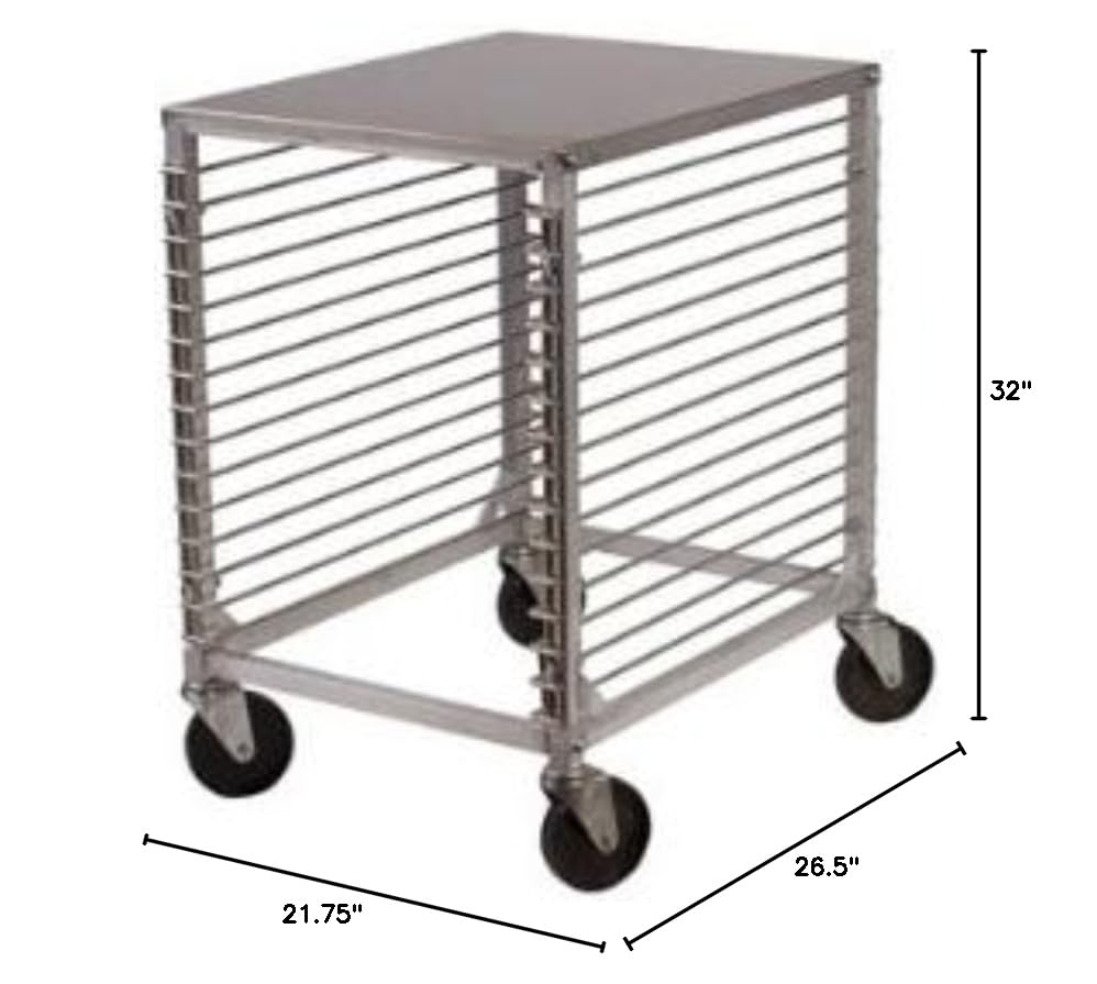 Winco 15-Tier Aluminum Sheet Pan Rack with Hard Top and Wire Slides