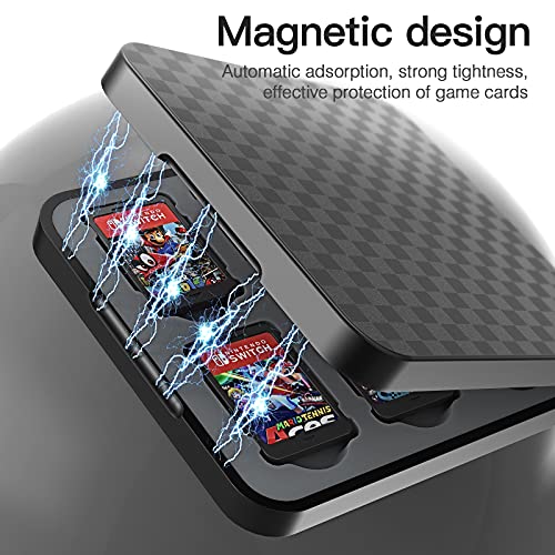 HEYSTOP Game Card Case Compatible with Nintendo Switch Games,12 Slots Storage Protective Box, Slim and Portable Protective Shell Switch Storage Bag with 4 Joy-Con Thumb Gaps, Black