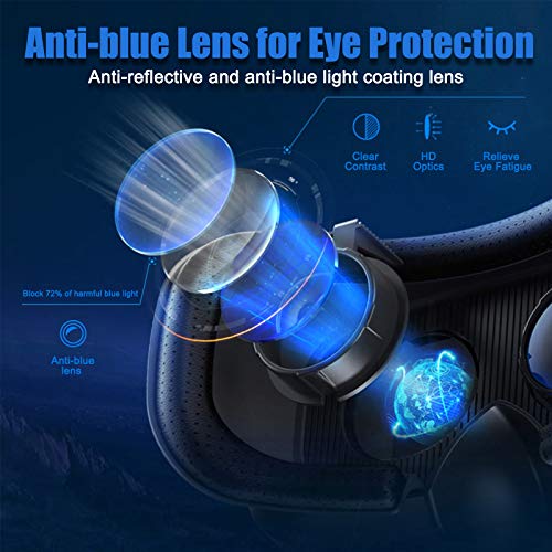 VR Headset with Controller Adjustable 3D VR Glasses Virtual Reality Headset HD Blu-ray Eye Protected Support 5~7 Inch for Phone/Android