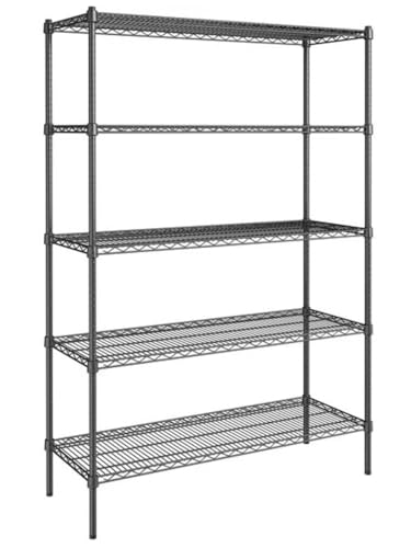 hiLISS Black 5-Tier Metal Adjustable Freestanding Garage Storage Wire Shelving Unit (35.23 in. W x 70.9 in. H x 15.55 in. D)Q