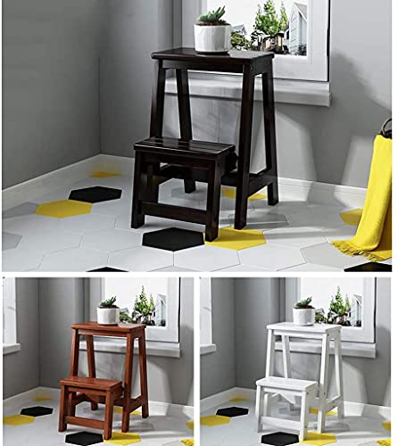 HCGZ Wooden Step Stool Step Small Foot Stair Seats Shelf Stepladder Solid Wood Widened Safety Foldable Shelving Ladder Portable Flower Rack Kitchen
