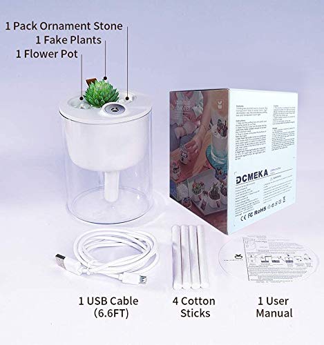 Humidifiers, DCMEKA Mini Small Humidifier for Bedroom, USB Cool Mist Humidifier for Plants, Personal Portable Humidifier with Night Light for baby, office, Whisper Quiet, 4H Timed Auto-off(White)