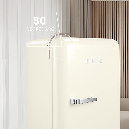 HCK Retro Refrigerator with Freezer 10 Cu.Ft,Single Door,Adjustable Shelves,Enamel Coating, ABS Interior, and Built-in Lighting,Suitable for Home Office College BC-330RD