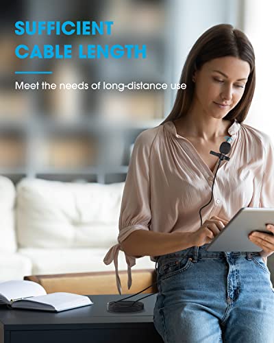 PoP voice Lapel Microphone Lavalier Mic - Noise Cancelling 16 Feet Lav Mic for iPhone Android & Windows Smartphones, Youtube, Interview, Studio, Video Recording (Single Head Omnidirectional Condenser)