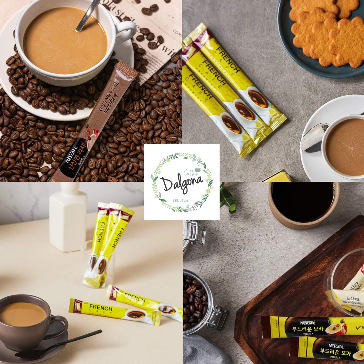 Home Cafe - 3 in 1 Instant Coffee Variety Sample Packets with Gift Box Set - Camping Essentials, Korean Instant Coffee Mix Combination 20 Sticks