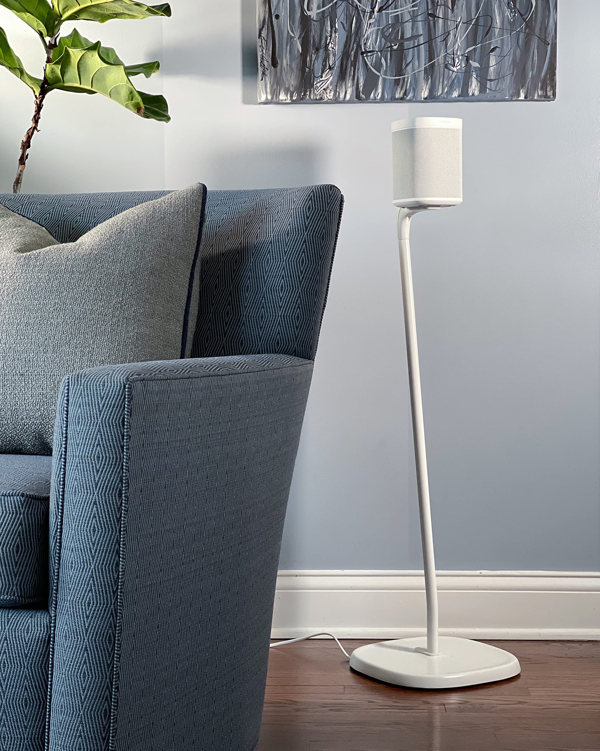 GT STUDIO Sonos Speaker Stands for Sonos One, One SL, Play:1, Play:3, Premium Design Improves Surround Sound, Heavy Base, Complete Cord Concealment - (Pair, Black)