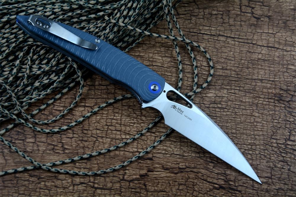 TWO SUN Knives 14C28N Steel Blade Blue G10 Handle TS116 with Pocket Clip