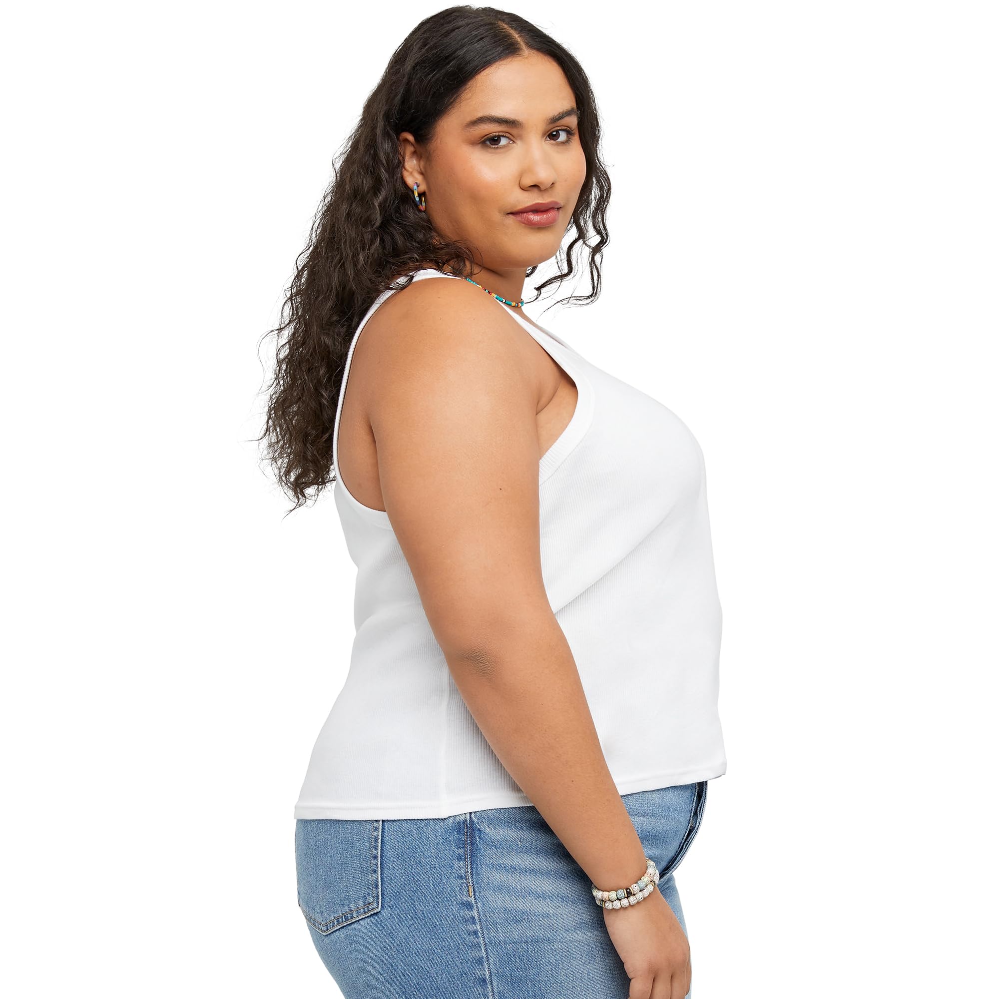 Hanes Originals Racerback Top, Cotton Ribbed Tank, Women's Sleeveless Shirt, Available in Plus, White