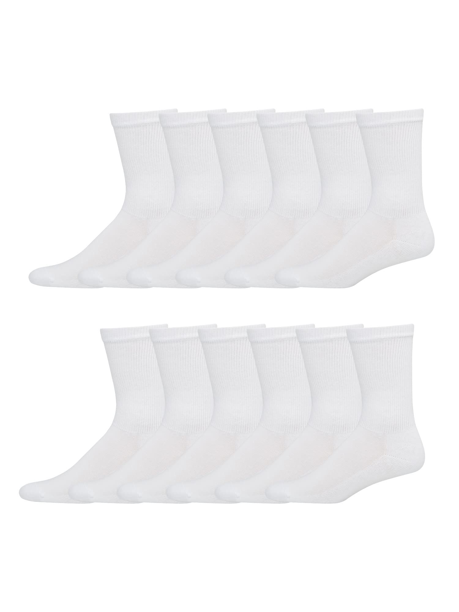 Hanes mens Hanes Men's X-temp Cushioned Crew (Pack of 12 Pairs) Casual Sock, White, 14 US