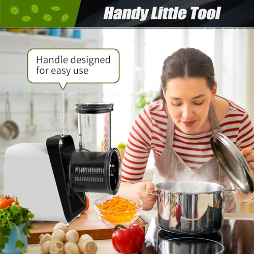 Handy Electric Vegetable Cutter Food Slicer Cheese Grater Kitchen Gadget,5 Usefull Functions like slices,wavy slices,grates,and shreds to be a Great prep tool for your cooking or Salad Maker