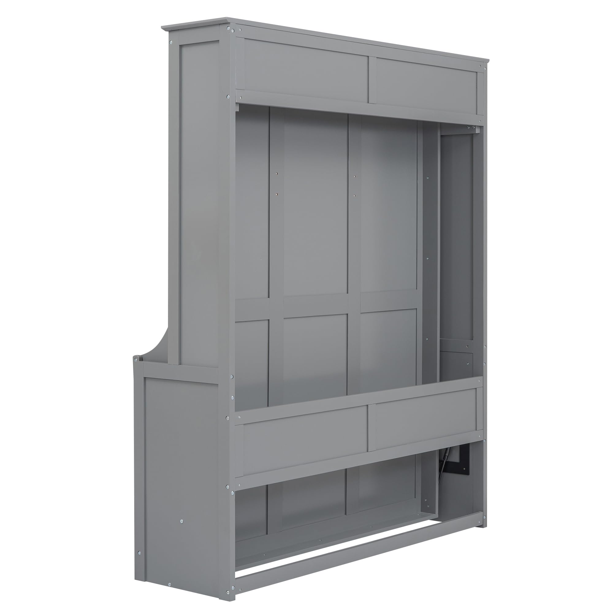 Harper & Bright Designs Queen Size Murphy Bed with a Shelf, Easy Fold Wood Wall Bed, Space-Saving Murphy Bed Cabinet for Guest Room Home Office,Grey