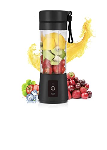 USB Portable Blender Juicer Cup, 3CPRECIOUS Fruit Juice mixer, Mini Portable Rechargeable Battery/Juicing Blender Mixer, 380ml (Black)