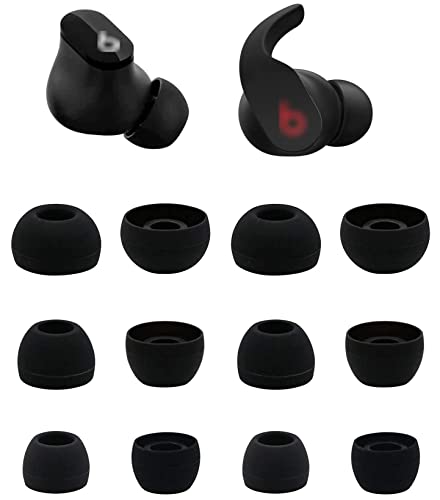 Rqker Ear Tips Compatible with Beats Fit Pro & Studio Buds, 6 Pairs S/M/L Sizes Soft Silicone Replacement Earbuds Tips Ear Tips Eartips Compatible with Beats Studio Buds & Fit Pro, 45mm Black