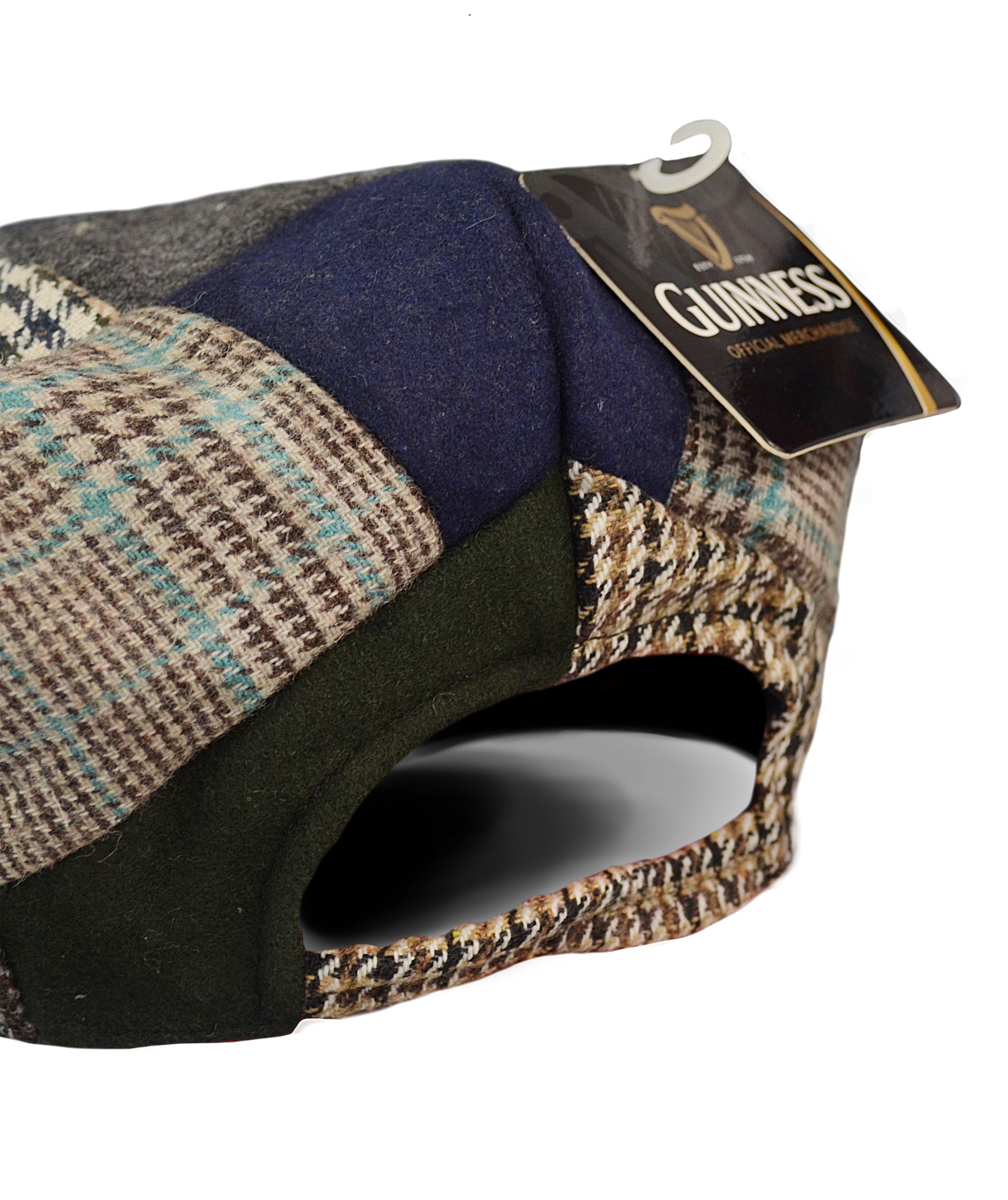 Guinness Patch Tweed Flat Cap - Unisex, Black, Medium