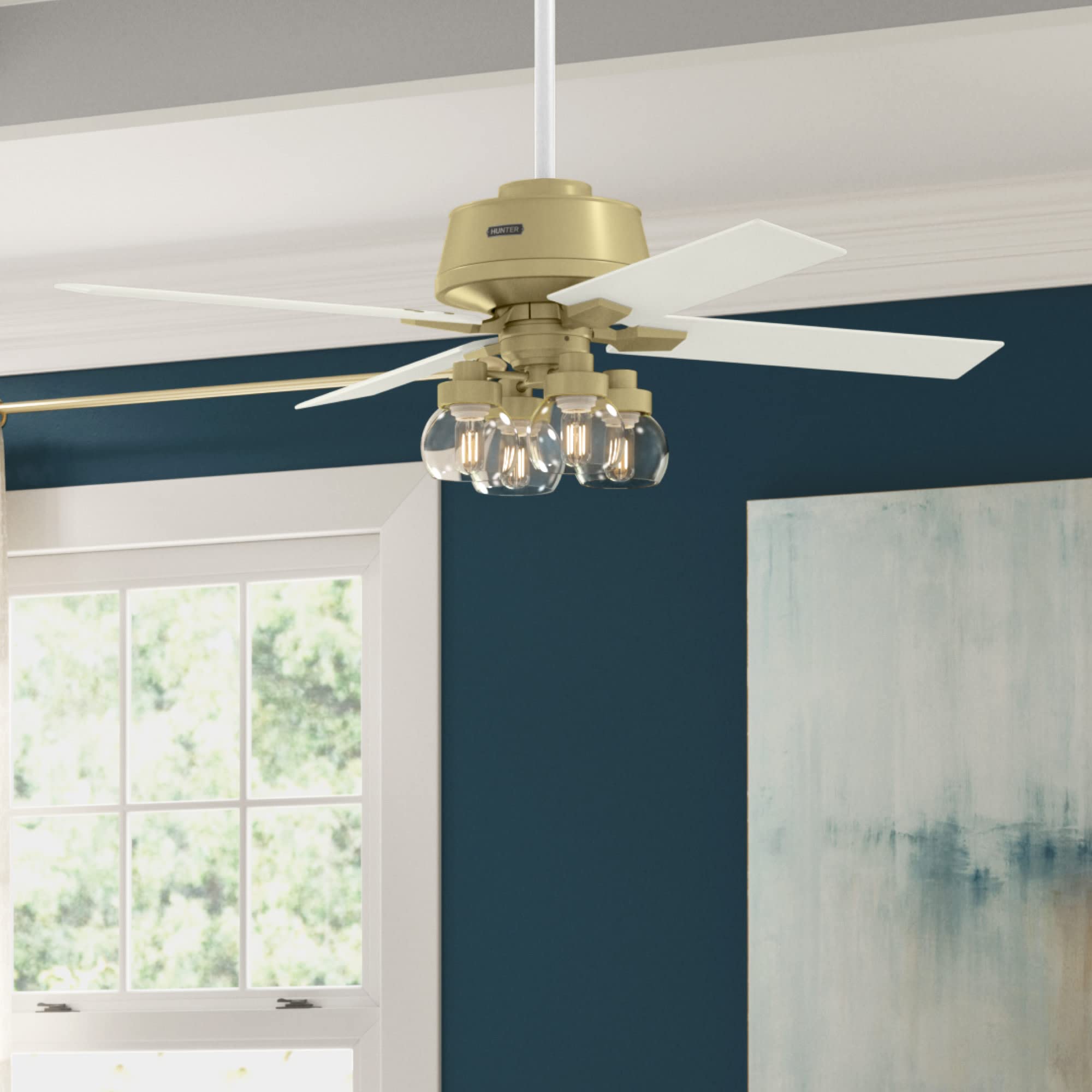 Hunter Fan Company 59651 Viven Ceiling Fan, 52, Modern Brass Finish